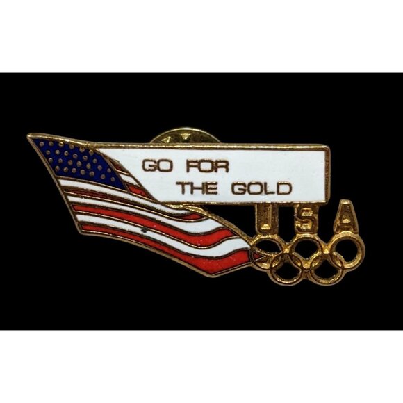 Olympics | Jewelry | Vintage 9s Go For The Gold Olympic Us Flag Lapel ...